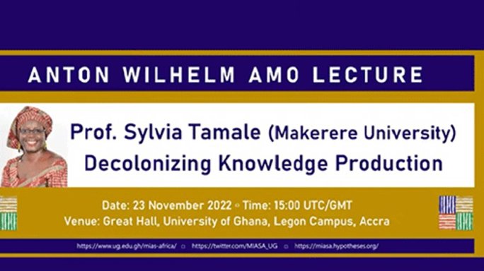 VIDEO: Digital Lecture on the topic of "Decolonizing Knowledge Production in Africa ...